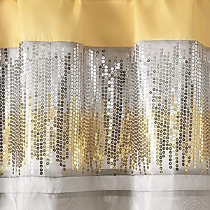 Lush Decor Night Sky Sequin Window Valance, 18"L x 52"W, Yellow & Gray