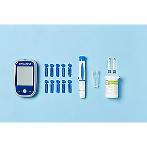 Medline EvenCare G2 Blood Glucose Monitor Starter Kit, Diabetic Care, 6 Sec Results, Meter, Lancing Device & Lancets, Test Strips, Batteries, Guide, Carrying Case, Logbook, Voice Guidance