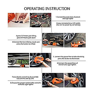 MarchInn 12V DC 5 Ton Electric Car Jack Kit 3 in 1 Hydraulic Floor Jack with Tire Inflator Pump LED Flashlight and Electric Impact Wrench Car Repair Tool Kit for Car SUV Truck Lift Tire Change