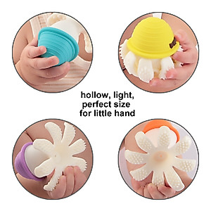 Mombella Ollie Octopus Silicone Baby Teething Toy for 3M+ Babies, Gum Massager with 8 Feet with Different Textures for Teehing Pain Relief, Baby Bathing Toy, Freezable Teether for Baby Girls, Pink