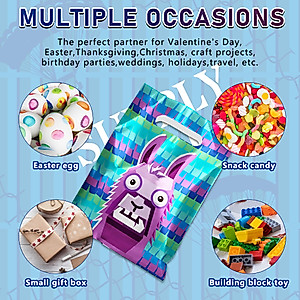 Haxpacal Video Game Goodie Bags 50Pcs Llama Treat Candy Plastic Bags for Llama Bag Video Game Theme Party Supplies Gamer's Birthday Party Decorations