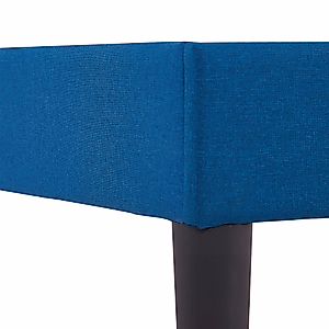 VECELO Twin Upholstered Platform Bed Frame with Adjustable Button Stitched Panel Headboard,Strong Wood Slat Support,Velcro Design,Mattress Foundation/Easy Assembly,Blue