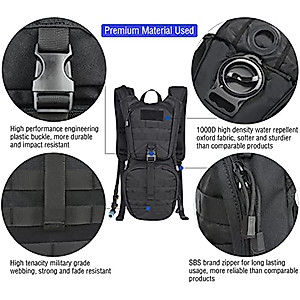 MARCHWAY Tactical Molle Hydration Pack Backpack with 3L TPU Water Bladder, Military Daypack for Cycling, Hiking, Running, Climbing, Hunting, Biking (Black)