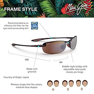 Maui Jim Men's and Women's Makaha Polarized Rimless Sunglasses, Tortoise/HCL® Bronze, Medium