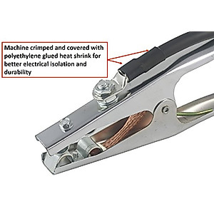 350 Amp Welding Ground Clamp Lead Assembly - Dinse 35-70 Connector - 1/0 AWG cable (25 FEET)