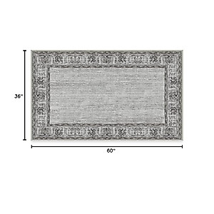 RUGGABLE Washable 3x5 Area Rug, Zinnia Grey, Premium Rugs for Living Room, Bedroom, Kitchen, Office, Classroom with Gripper Non Slip Pad