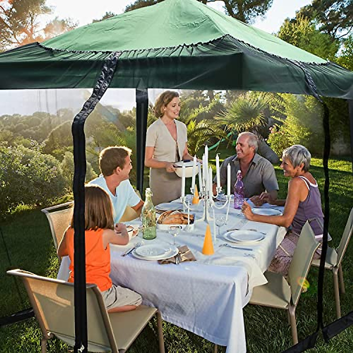 Tiimmgaal Mosquito Netting for Patio Umbrella 14FT Double Sided Patio Umbrella Canopy Netting &10X10 Ft gazebo (Black)(Does Not Contain Gazebo Patio Umbrella) (14FT Black)
