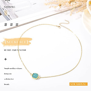 JAKAWIN Rhinestone Pendant Necklace Jewelry Adjustable Collar Necklaces Gold Neck Chain for Women NK295 (Light Blue)