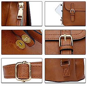 KKXIU Stylish Teen Girls Backpack Bag for Women Vegan Leather Small Bookbag Purse with Multiple Pockets (a-Brown)