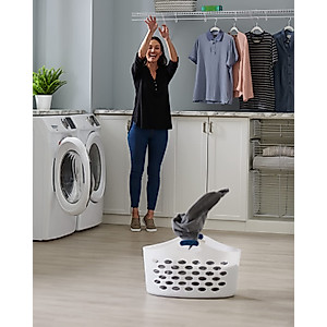 Rubbermaid 1.5 Bushel Capacity Durable Versatile Flex N Carry Portable Flexible Laundry Basket with Convenient Carrying Handles, White