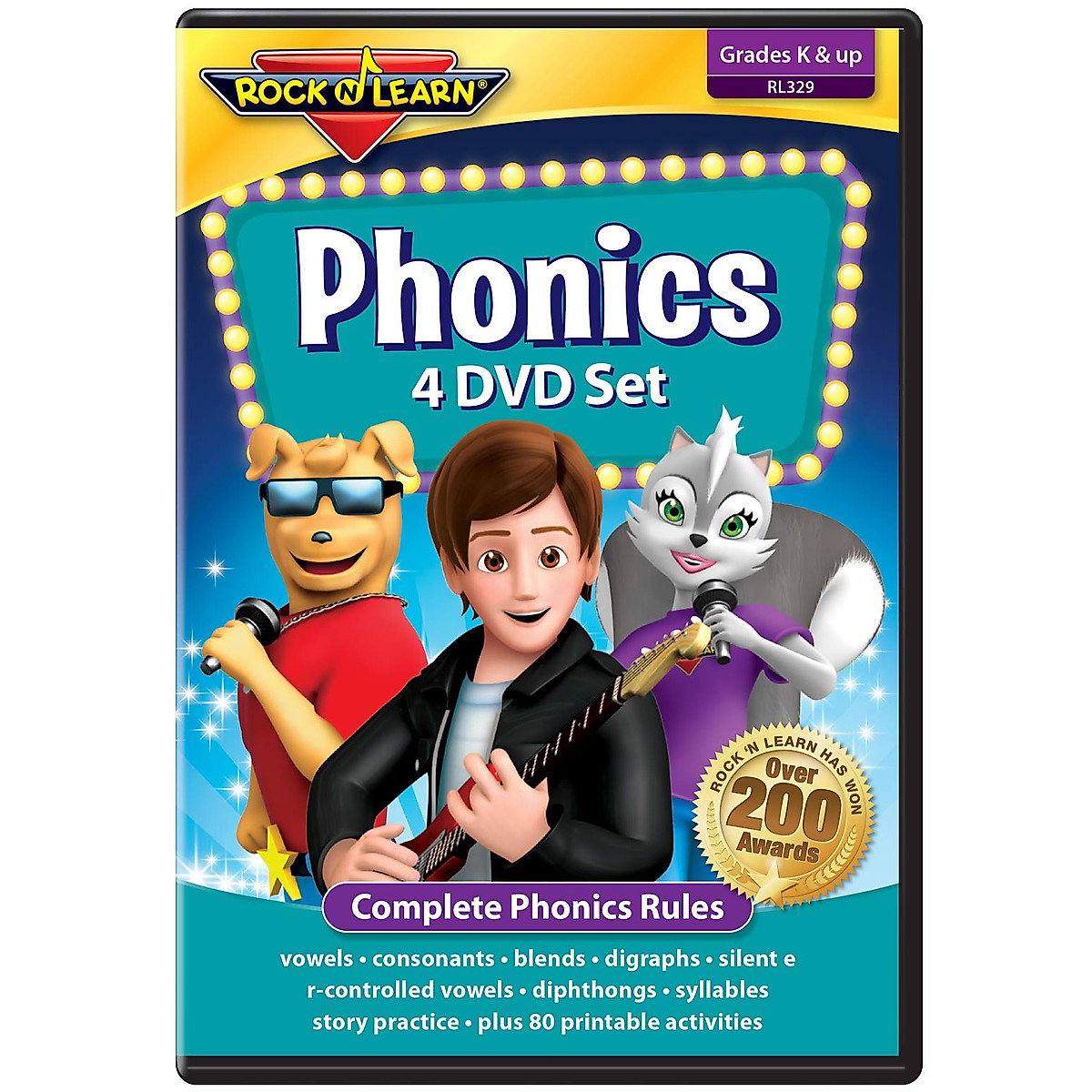 Phonics 4 DVD Set by Rock 'N Learn: Complete Phonics Program with 81 Printable Worksheets