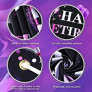 Purple Happy Retirement Banner Decorations Large Purple and Black Retirement Backdrop Sign in Retirement Theme Party Photo Booth Background for Women Men Retirement Office Farewell Party Supplies