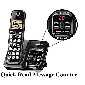Panasonic KX-TG833SK Bluetooth Link2Cell Cordless Phone with Voice Assist and Answering Machine = 3 Handsets