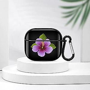 Hibiscus Printed Bluetooth Earbuds Case Cover Compatible for Airpods 3 Protective Storage Box with Keychain