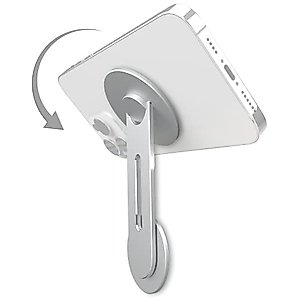ICONIT Continuity Flip iPhone Laptop Mount - Slim Magnetic Phone Holder Swivels 180° for Laptops and Monitors - Adjustable Magnetic Arm - Compatible with iPhone 14/13/12 Plus Pro Max Mini (Silver)