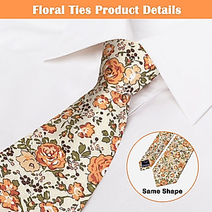 Mantieqingway Men's Cotton Floral Neck Tie 2.56'' Printed Skinny Tie