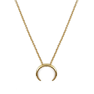 Honeycat Tiny Crescent Horn Necklace in 18k Gold Plate | Minimalist, Delicate Jewelry (Gold)