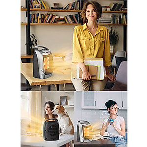 Portable Electric Space Heater with Thermostat, 1500W/750W Safe and Quiet Ceramic Heater Fan, Heat Up 200 Square Feet for Office Room Desk Indoor Use