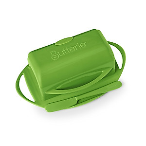 Butterie Flip-Top Butter Dish and Toaster Tongs Bundle (Green)