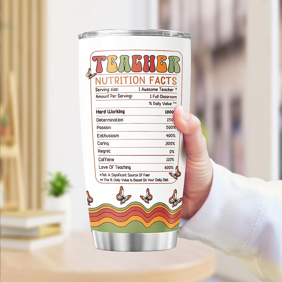 HUBUPU Tumblers Teachers Pack Coffee Women For Gift Music Cups Appreciation Stainless Steel, Teacher Gifts, Tumbler 20 Oz With Lid And Straw, Teacher Nutrition Facts