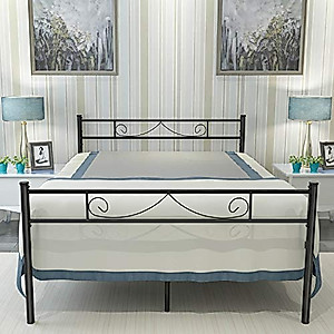 HAAGEEP Metal Platform Full Size Bed Frame with Headboard and Footboard 18 Inch Tall No Box Spring Needed Double Bedframe Storage