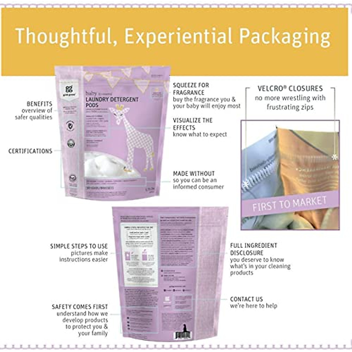 Grab Green Baby Laundry Detergent Pods, 50 Count, Dreamy Rosewood, Plant and Mineral Based, Formulated to Tackle Growing Baby (5 Months and Older) Laundry Stains