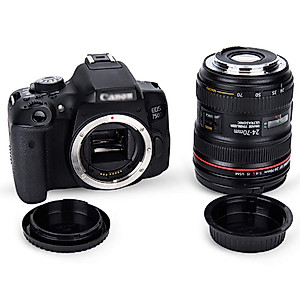 Rear Lens Cap & Body Cap Cover Set for Canon EF EF-S Mount Camera 90D 80D 77D 70D T8i T7 T7i T6 T6i T5i SL3 SL2 7D Mark II 6D Mark II 5D Mark IV 1Dx Mark III etc -5 Packs