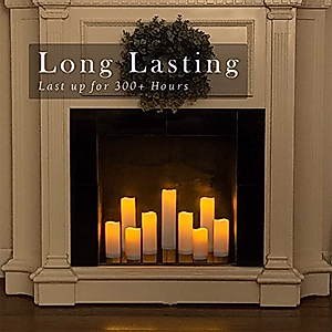 Amagic Flameless Candles Battery Operated Candles Flickering, Outdoor Waterproof LED Pillar Candles with Remote Control and Timer, D 2.2" x H 4" 5" 6" 7" 8" 9", Ivory, Plastic, Set of 9