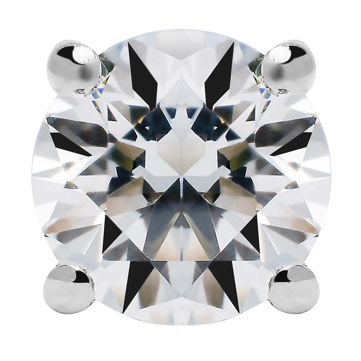 Everyday Elegance 14K Solid White Gold SINGLE Stud Earring Round or Princess Cut Cubic Zirconia Screw Back Post With Gift Box (Round .25 Carat)