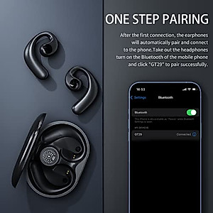GPED Open Ear Headphone Wireless Air Bone Conduction Earbuds with Microphones, Bluetooth 5.3 Earbuds LED Power Display HiFi Stereo Sound Headphones for Sport, Workouts, Running