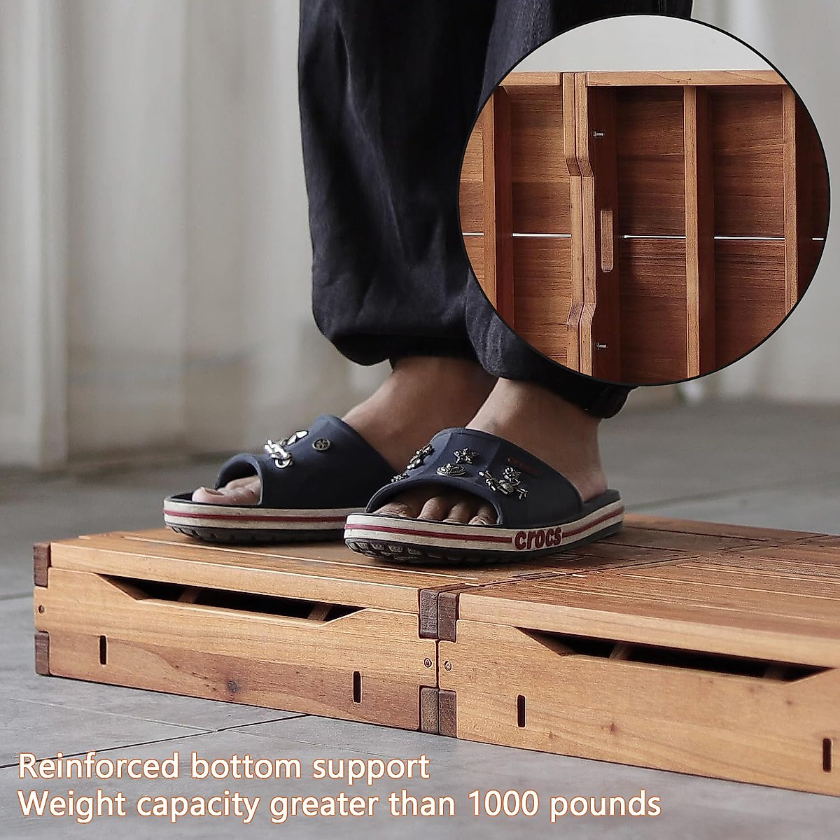 Wooden Platform Step Stool-Wooden Platform 3.75" Height.One Step Stool Larger 47.5" Carbonization Porch Step,Stair Assist Indoor&Outdoor,Bedside Foot Stepper,Mobility Stepping.for Handicap