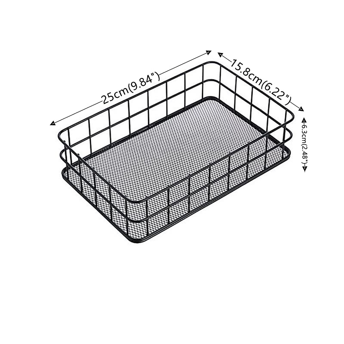 Lioong Black Metal Wire Bathroom Vanity Trays Storage Basket Bins for Organizing Paper Hand Towel Toilet Tank Vanity Countertop Table