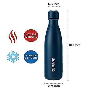 BJPKPK Insulated Water Bottles -17oz/500ml -Stainless Steel Water bottles,Sports water bottles Keep cold for 24 Hours and hot for 12 Hours,water bottles for School-Navy blue