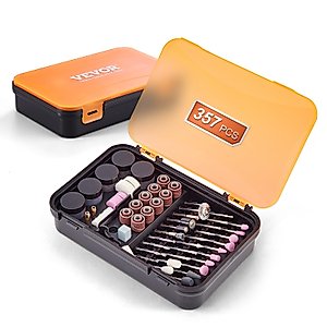 VEVOR Rotary Tool Accessory Kit, 357PCS Accessories Kit, 1/8" Diameter Shank, Universal Fitment Power Rotary Tool Accessories Set for Grinding, Carving, Sanding, Cutting, Drilling