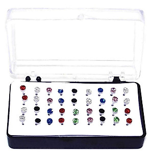 18 Pairs Multi Colors Clear Crystal Acrylic Nylon Plastic Posts Medical No Metal Sensitive Ears Hypoallergenic Stud Earrings