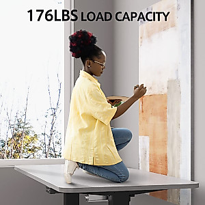 JOY worker Electric Height Adjustable Standing Desk, Grey Whole Piece 48 x 24 Inches Sit Stand Up Desk with Memory Controller, Quick Assembly Standing Workstation for Home Office