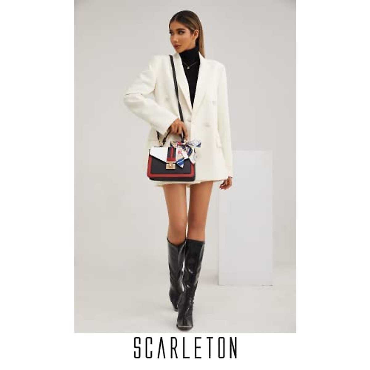 Scarleton Handbags for Women Purses Crossbody Bag Top Handle Satchel Shoulder Bag Hobo Designer Tote Bag Small, H206502S, Red/White