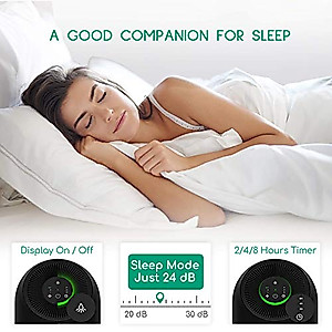 Afloia Air Purifiers for Home Large Room Up to 880 Ft² Fillo Black, Efficient Filter Air Cleaner for Home with Original Replacement Filter