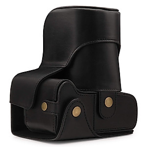 MegaGear MG1607 Ever Ready Leather Camera Case compatible with Canon EOS Rebel T7 (18-55mm), 2000D (18-55mm) - Black