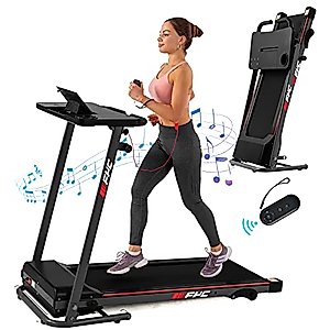 FYC Folding Treadmill for Home - Foldable Treadmill Slim Compact Running Machine Portable Electric Treadmill Workout Exercise for Small Apartment Home Gym Jogging Walking，Black