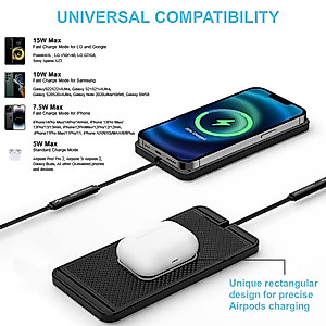 Wireless Charging Pad for Car REESTECQI 15W Wireless Car Charger Pad Type C Qi Wireless Charger Car Non Slip [PD20W Car Charger Incl.] for Airpods iPhone 14/13/12/11 Samsung S22/S21/S20 (30CM Cable)
