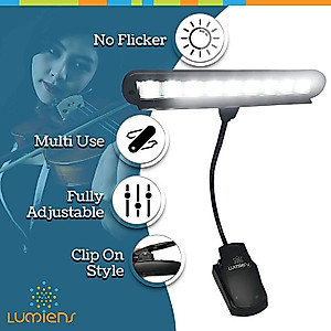 Lumiens L9 - Music Stand Light Clip On - LED Musician Lamp for All Music Stands, Pianos, Orchestra Pits, Work Tables, Desks, and More - #1 Among Music Stand Lights - AA Battery Powered