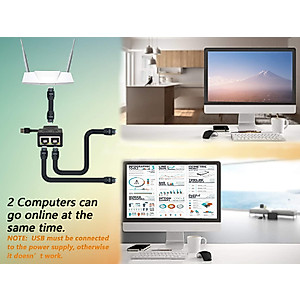 CERRXIAN RJ45 Network Splitter Adapter, RJ45 1 to 2 Female LAN Ethernet Network Splitter 2 Devices Share The Internet at The Same Time for Cat5, Cat5e, Cat6