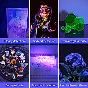 LE Black Light Flashlight, Small UV Lights with 21 LEDs, 395nm, Ultraviolet Light Detector for Invisible Ink Pens, Pet Dog Cat Urine Stain and More, AAA Batteries Included