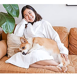 Gravity Blankets x Modernist Weighted Terrycloth Robe, Unisex Terrycloth Robe, White / Medium, Warm Bathroom Robe, 3 Pounds