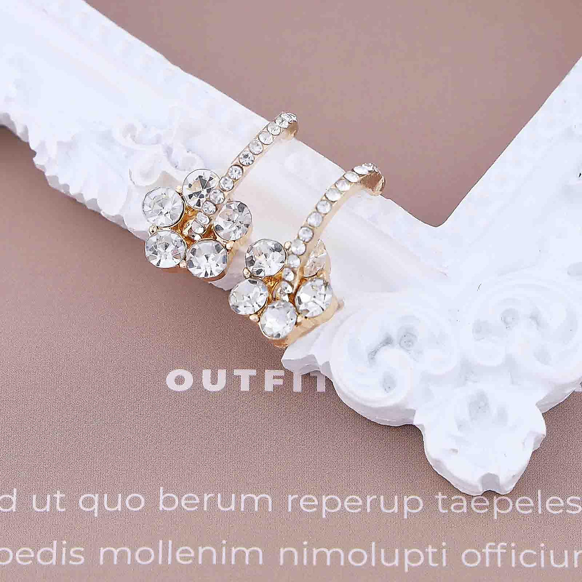 Sttiafay Vintage Rhinestone Flower Drop Earrings Crystal Flower Stud Earrings Gold Cz Hoop Earrings Sparkly Crystal Wedding Earrings Jewelry for Women and Girls