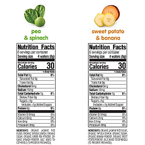 Happy Baby Organics Gluten Free Organic Teethers 2 Flavor Variety Pack (Pea & Spinach/Sweet Potato & Banana), 12 Count (Pack of 2)