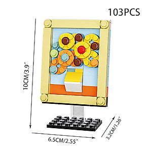 MIKEMENG 103pcs Sunflower MOC Building Blocks Set World Famous Art Paintings Blocks Toys Educational Classic Toy Bricks STEM Gift Toys for Kids Boys Girls
