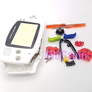 Full Housing Case Cover Housing Shell Replacement for Game boy Advance GBA Shell Case with Buttons Kit (White with Colorful Buttons)