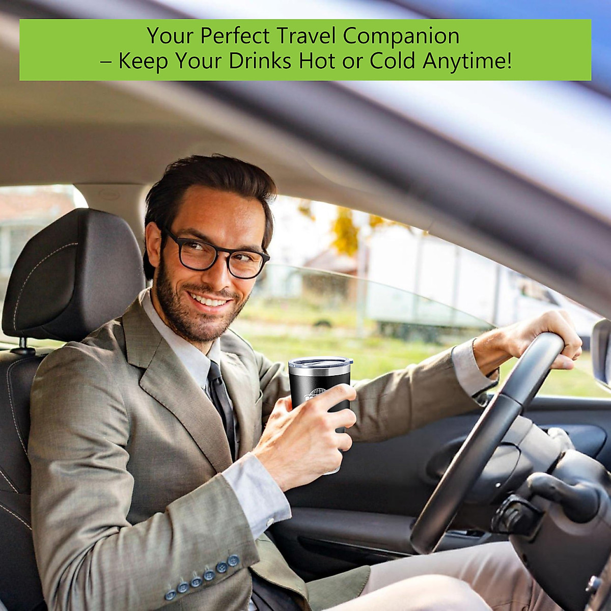 SCOACHA 30 oz Stainless Steel Double Wall Vacuum Insulated Travel Tumbler – Durable and Spill-Proof Lid – Perfect for On-the-Go, Work, and Outdoors. (Black)